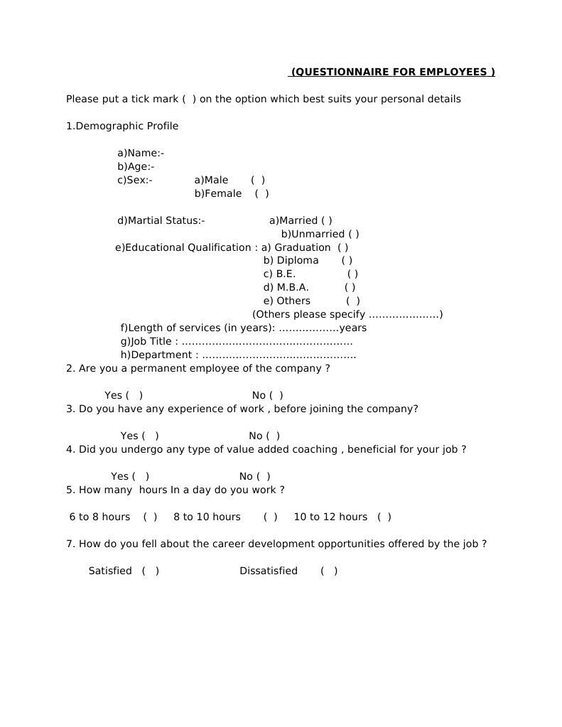 Employee Demographic Questionnaire | PDF | Games & Activities | Computers