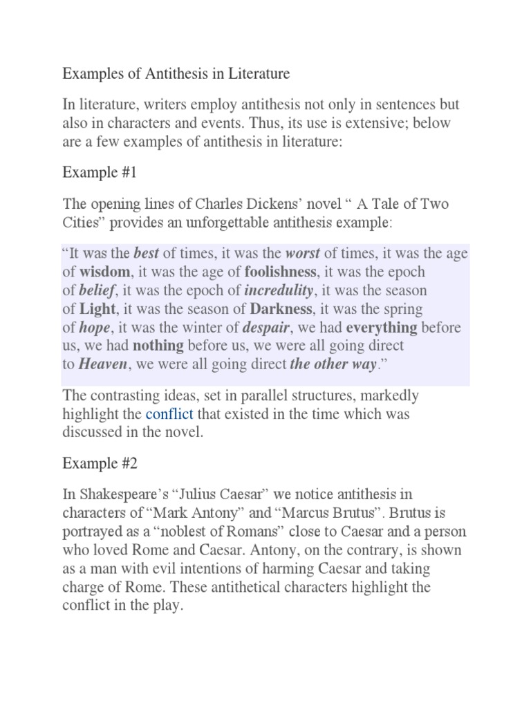 Examples of Antithesis in Literature | PDF | Religion And Belief | Science