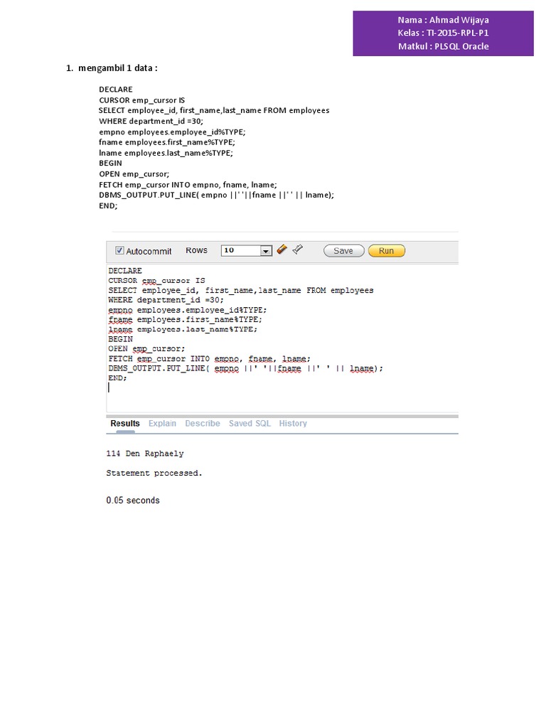 PL/SQL Cursor Examples for Employees | PDF