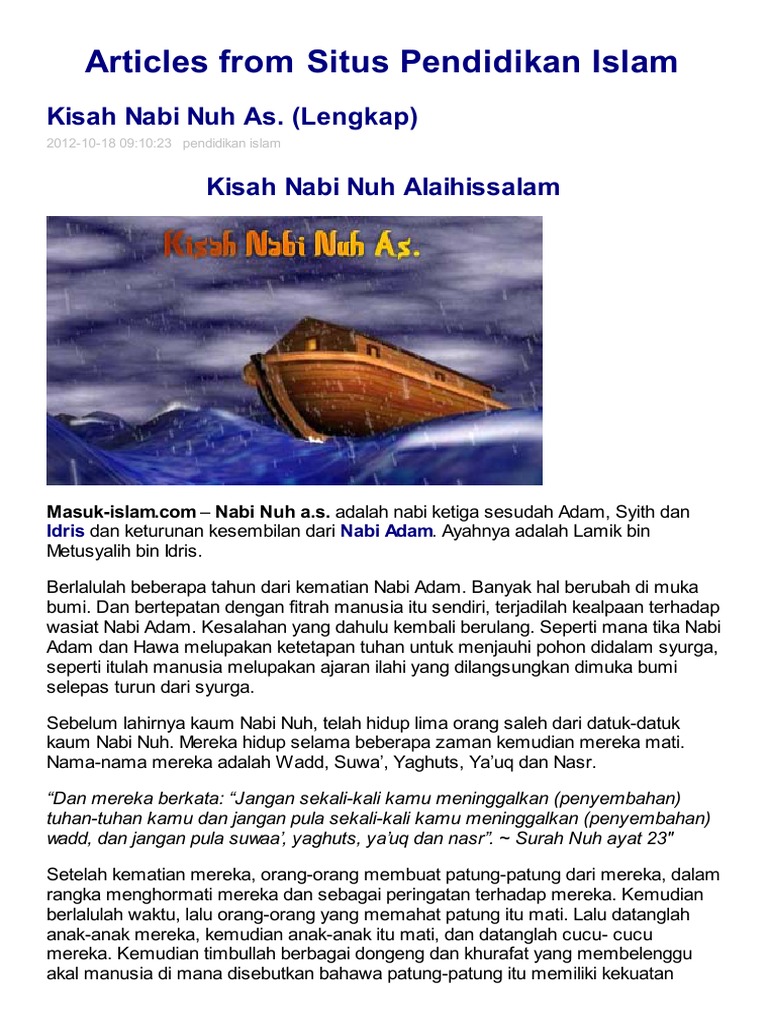 Kisah Nabi Nuh: Dakwah dan Kaumnya | PDF | Ilmu Sosial | Filsafat