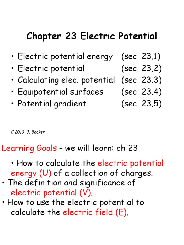 Chapter 23 Electric Potential | PDF