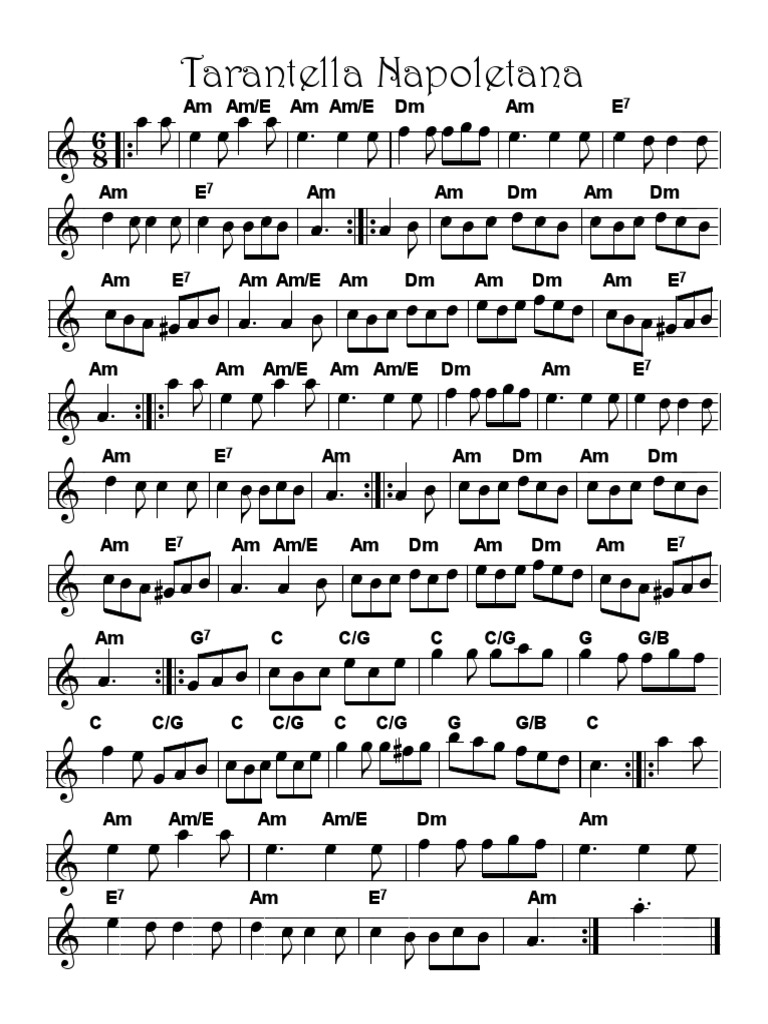 Tarantella Napoletana | PDF | Musical Instruments | Musical Techniques