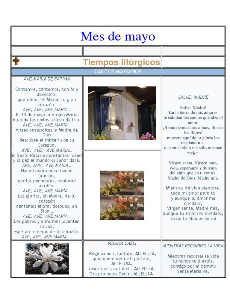 Canciones Marianas del Mes de Mayo | PDF | María, madre de Jesús ...