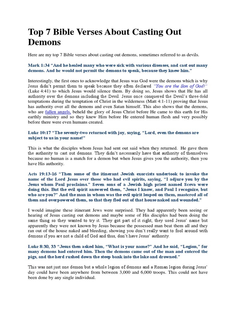 Top 7 Bible Verses About Casting Out Demons | Gospel Of Mark | Demons