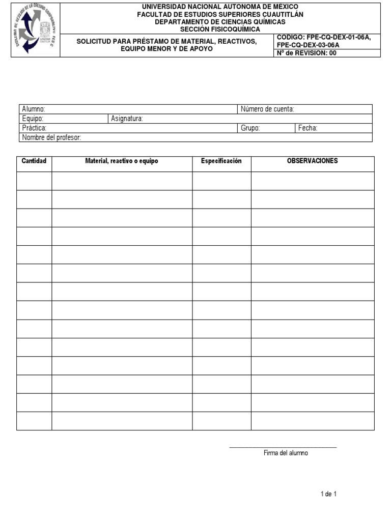 Vale Prestamo de Material