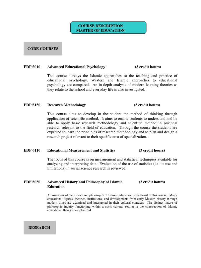 Course Description Masters | PDF