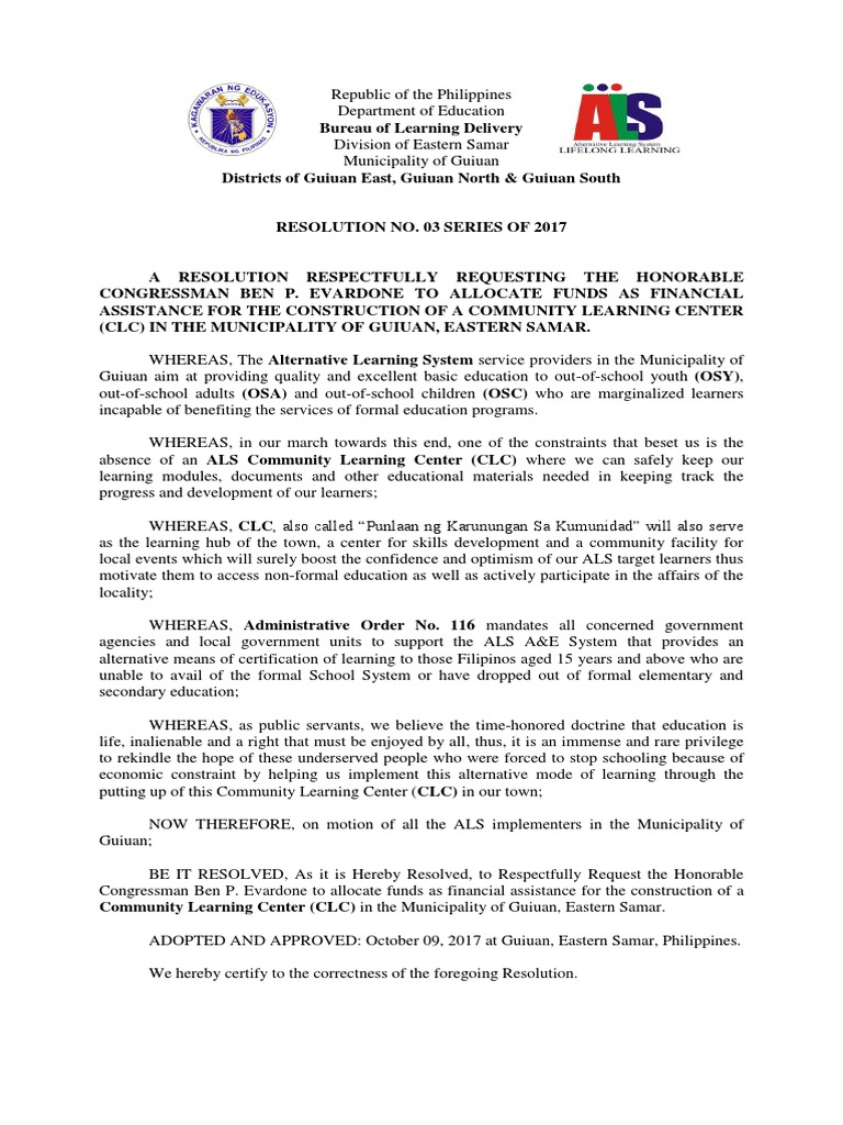 Resolution For CLC | PDF | Quality Of Life | Sharing