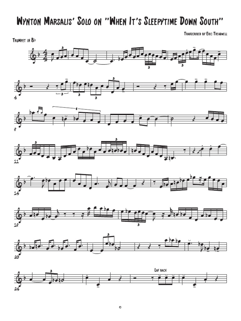 Wynton Marsalis When Its Sleepytime Down South - Trumpet in Bb | Musique