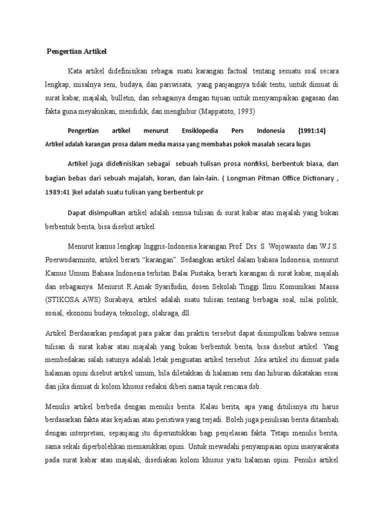 Pengertian Artikel | PDF
