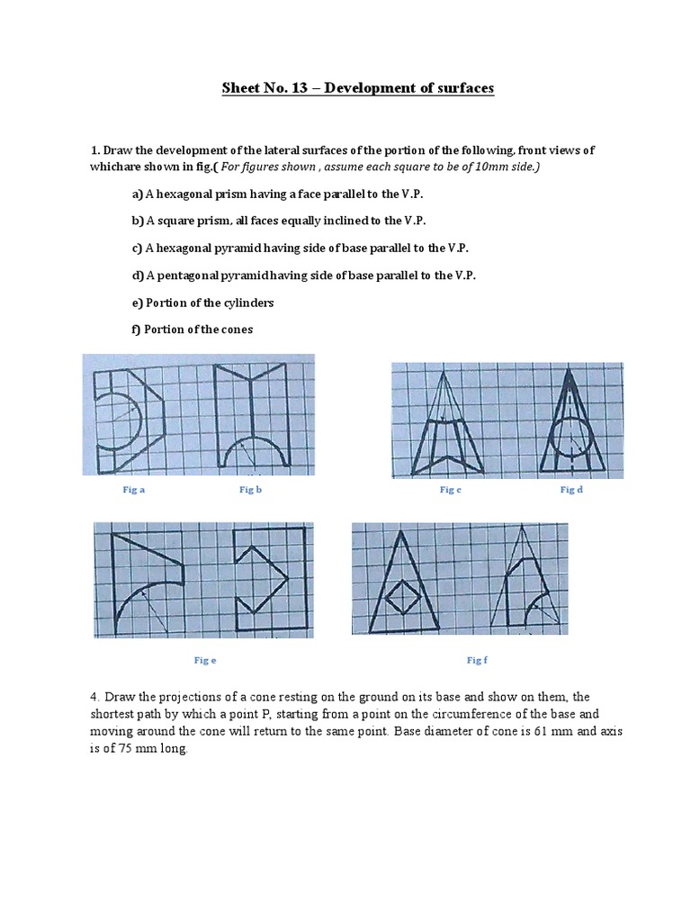 Sheet No. 13 - Development of Surfaces | PDF | Geometric Shapes | Geometry