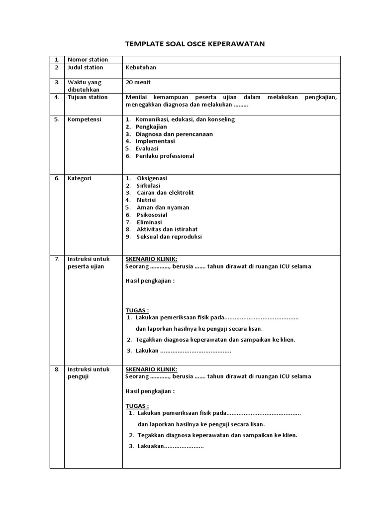 Soal OSCE Keperawatan DI ICU | PDF
