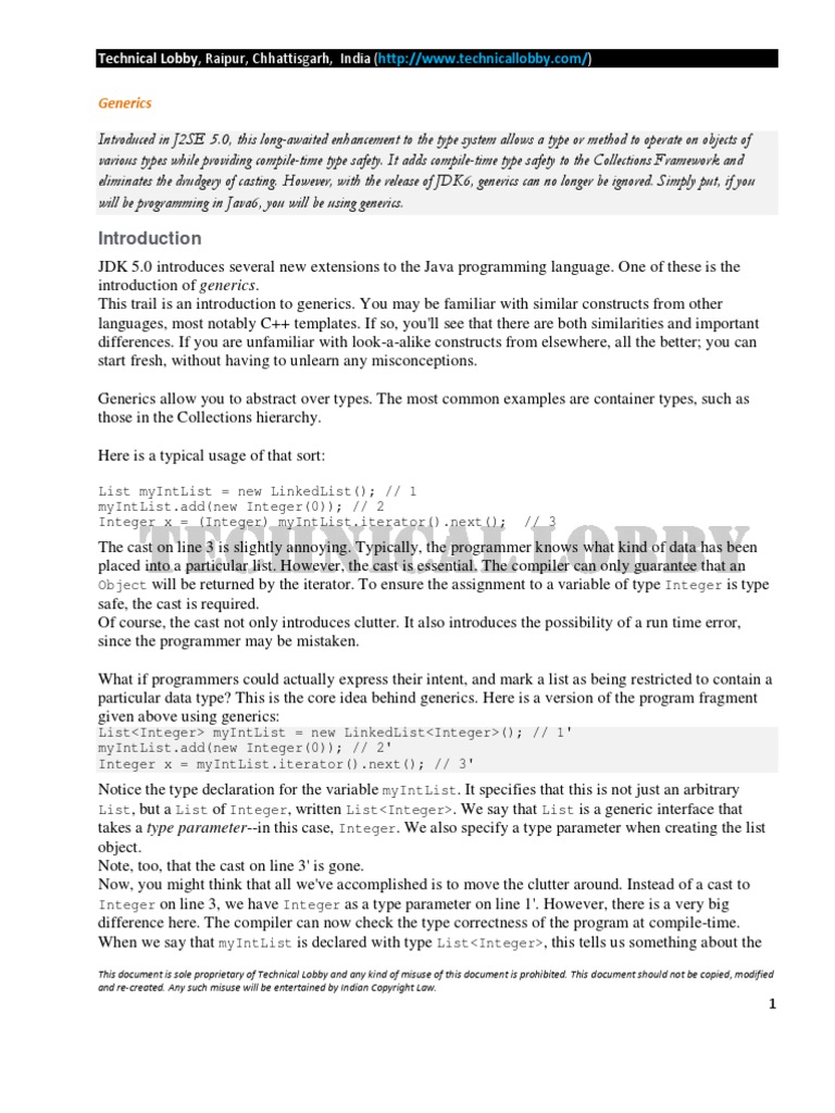 All About Generics in Java | PDF | Parameter (Computer Programming) | Data Type