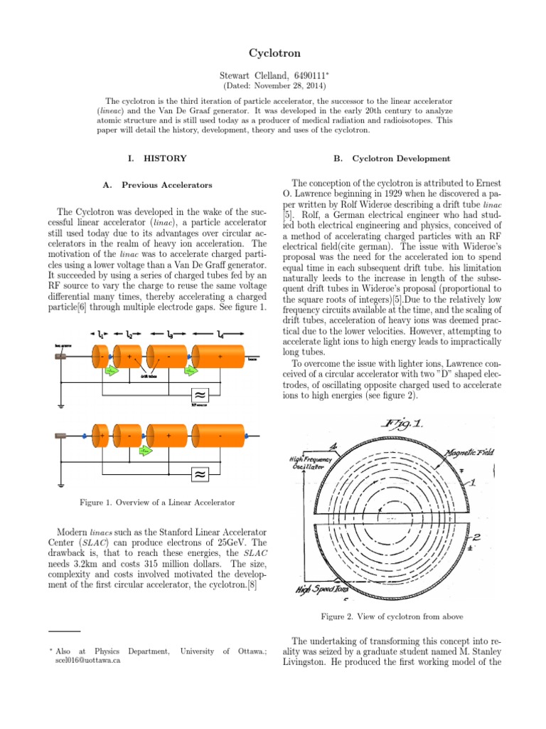 Cyclotron PDF | PDF | Particle Accelerator | Neutron
