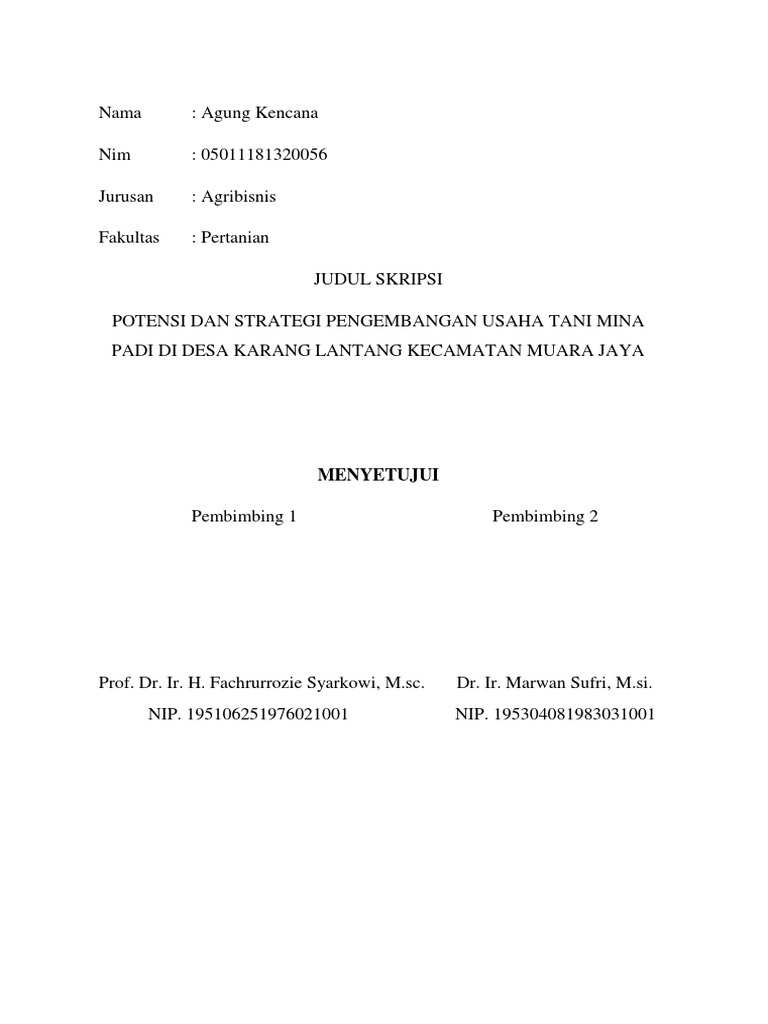 Judul Padi Mina Agung Skrip | PDF | Teknologi & Rekayasa