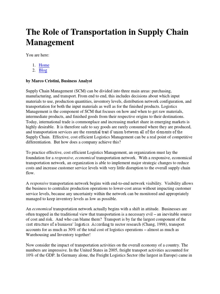 Optimizing Transportation Networks: The Key to Effective Logistics Management | PDF | Logistics ...