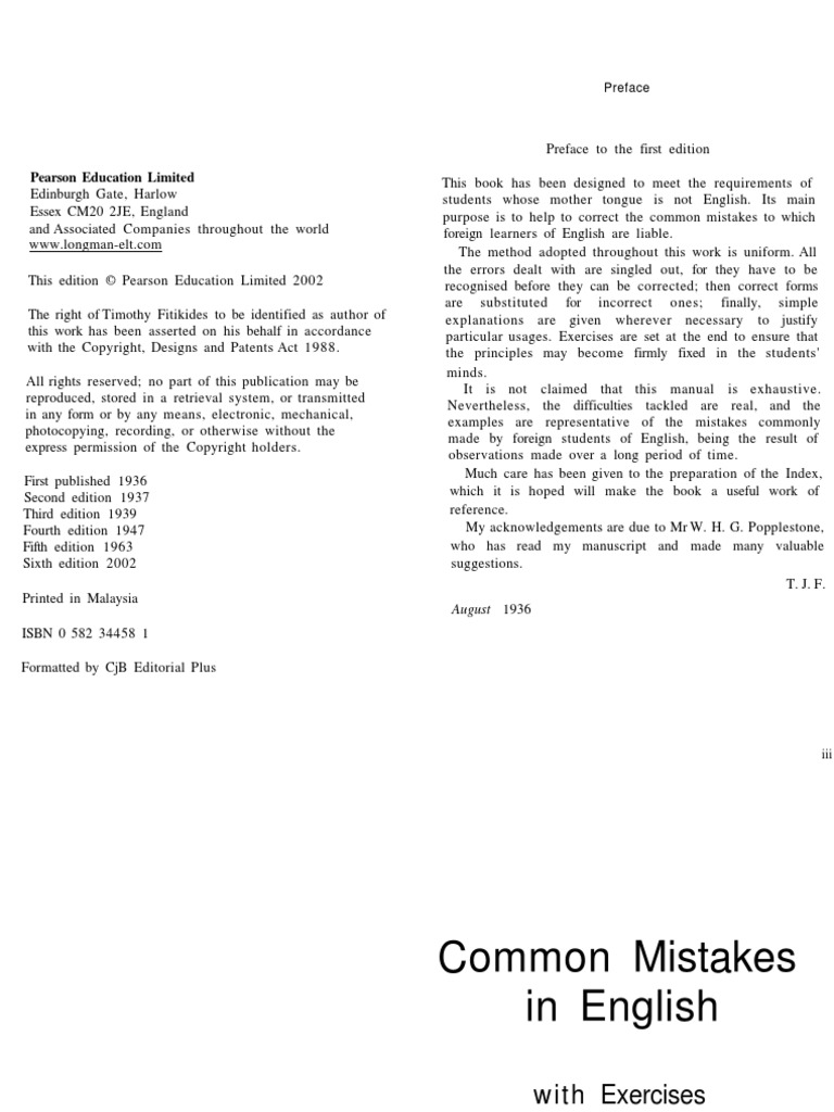 Common Mistakes in English - Fitikides T.J PDF | PDF