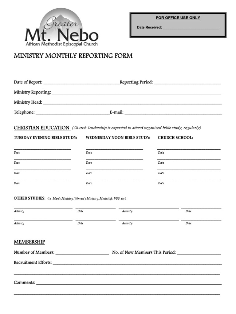 Monthly Ministry Reporting Form | PDF | Abrahamic Religions | Christian ...