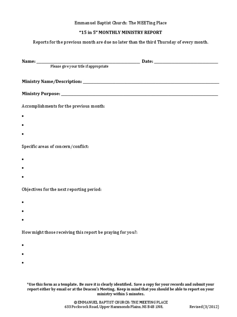 Ministry Report Form | PDF