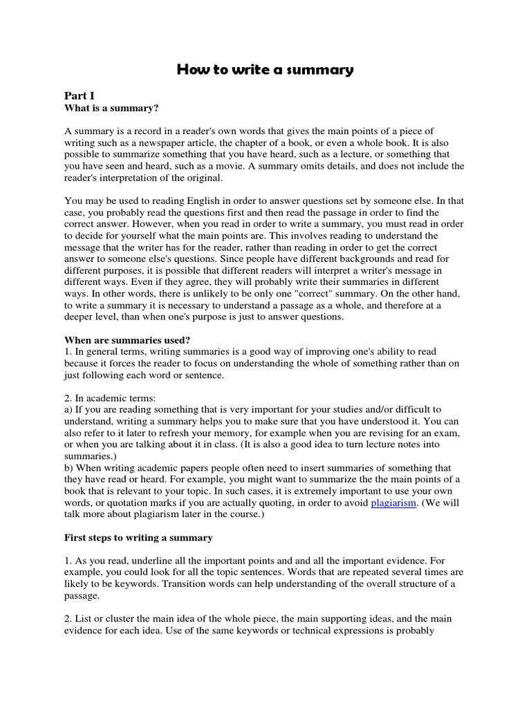 How To Write A Summary | PDF | Essays | Reading (Process)