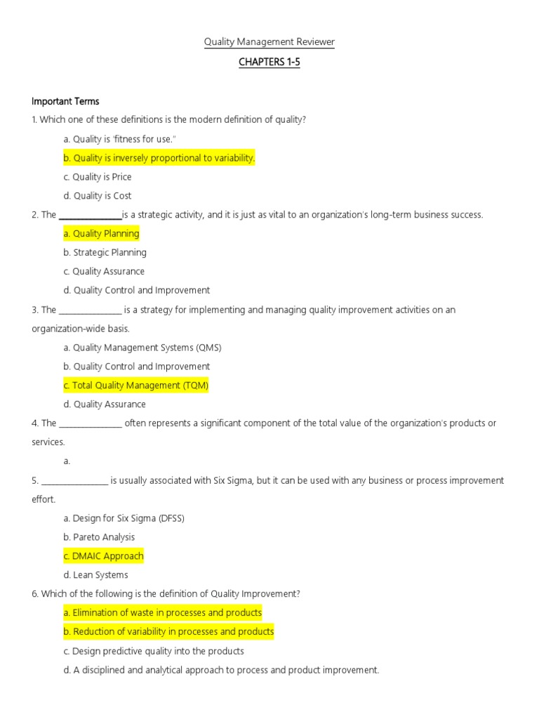 Chapters 1-5 Midterm Reviewer | PDF | Six Sigma | Statistics