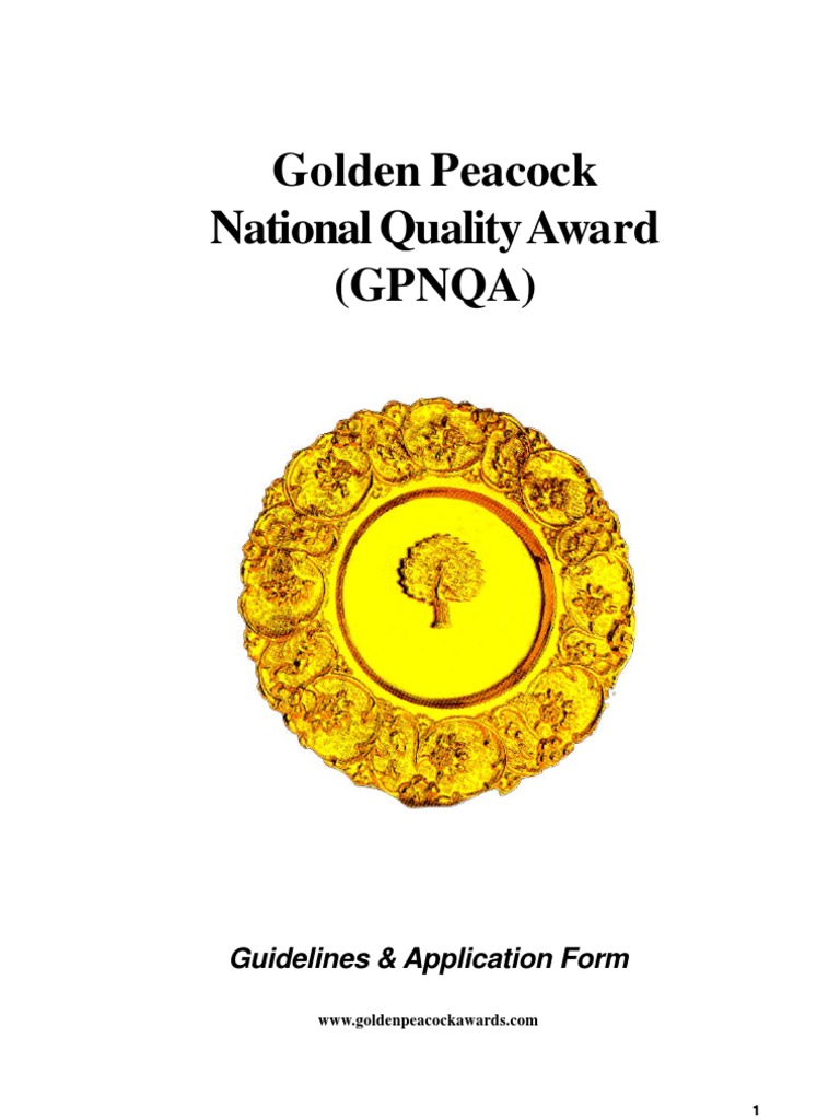 Golden Peacock National Quality Award (Gpnqa) : Guidelines ...