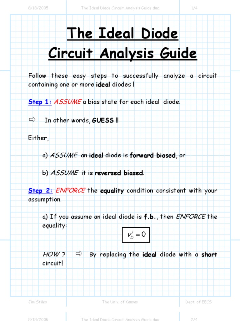 Ideal Diode Circuit Analysis Steps | PDF | Network Analysis (Electrical Circuits) | Diode