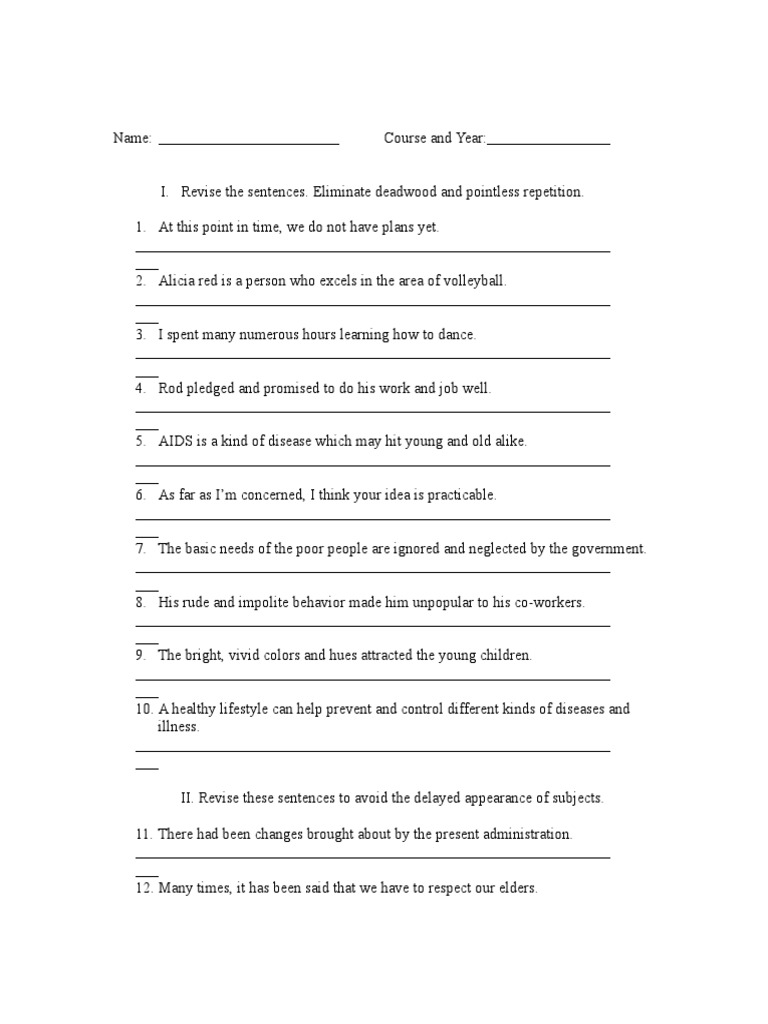 Revising Sentences for Clarity, Concision, and Directness | PDF