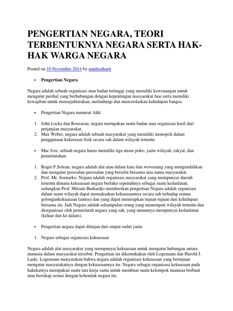 Pengertian Negara | PDF