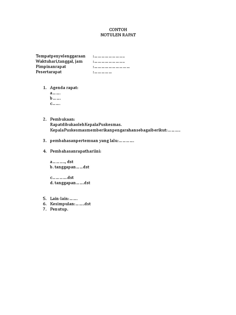 Contoh Notulen Rapat | PDF