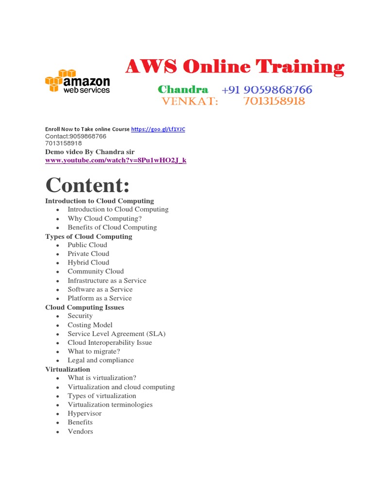 AWS Training Syllabus by Chandra Sir Vlrtraining | PDF | Amazon Web ...