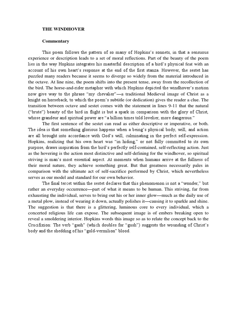 The Windhover | PDF | Poetry | Religion And Belief