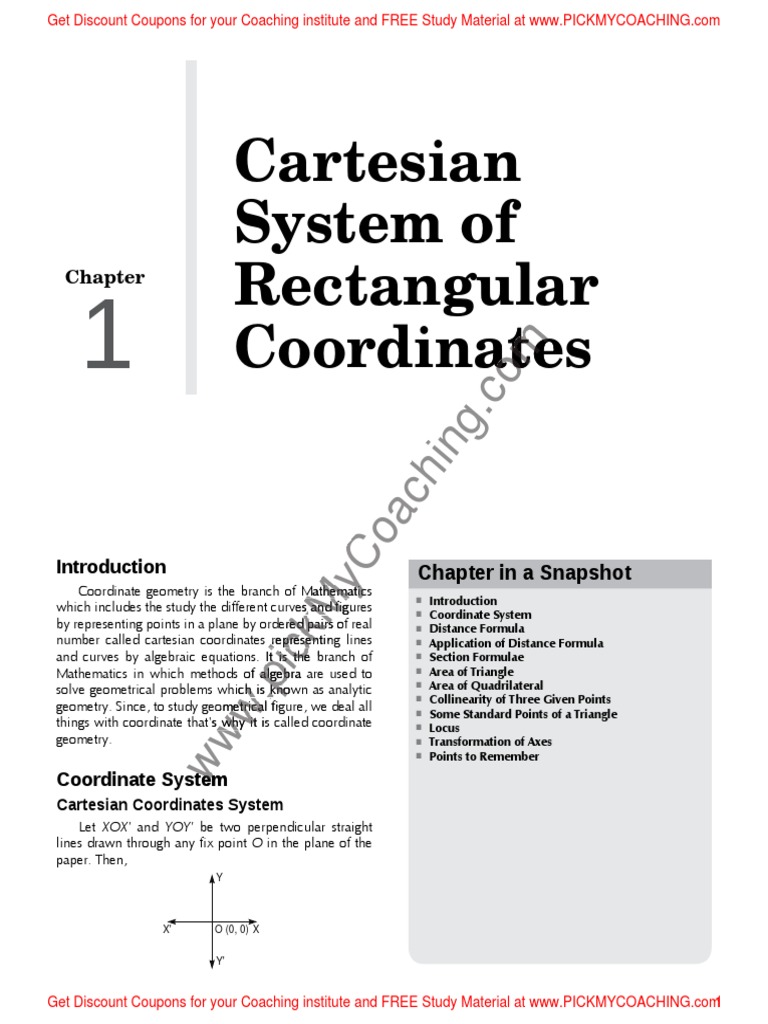 9 Cartesian System of Coordinates | PDF | Rectangle | Cartesian ...