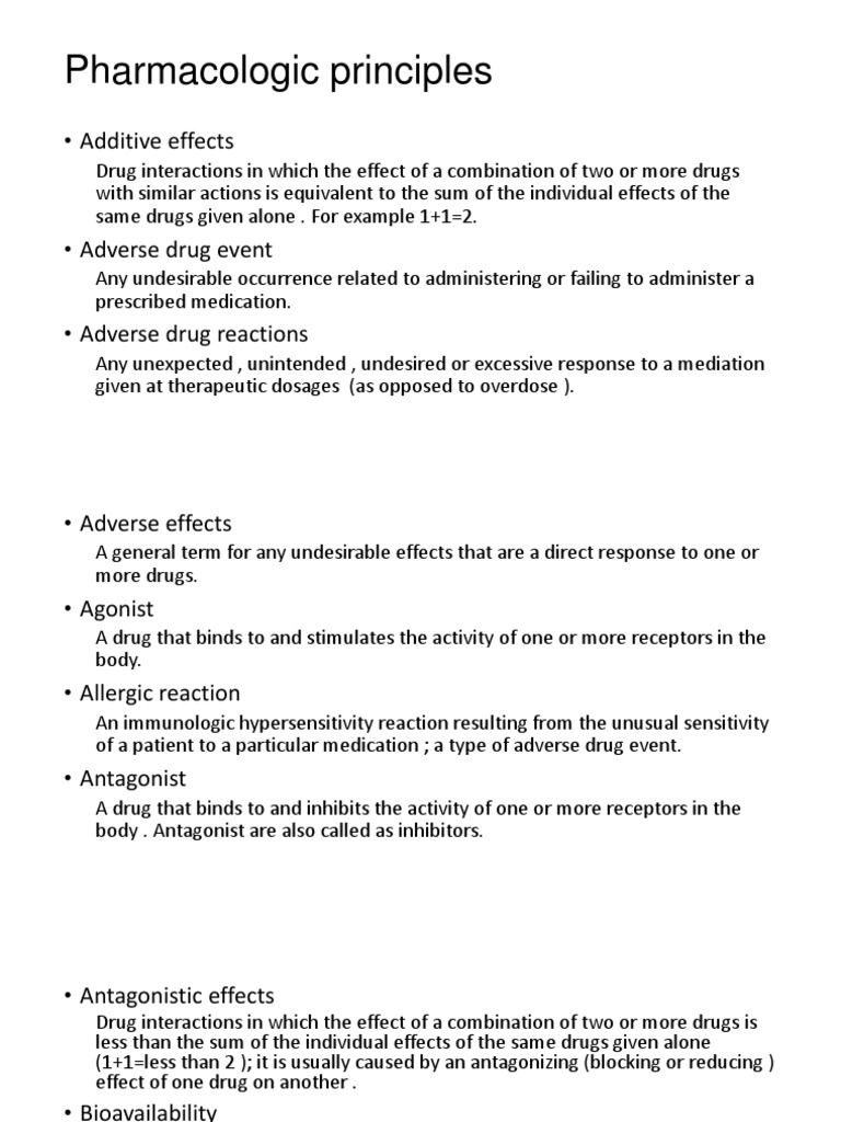 Pharmacologic Principles: - Additive Effects | PDF | Receptor ...