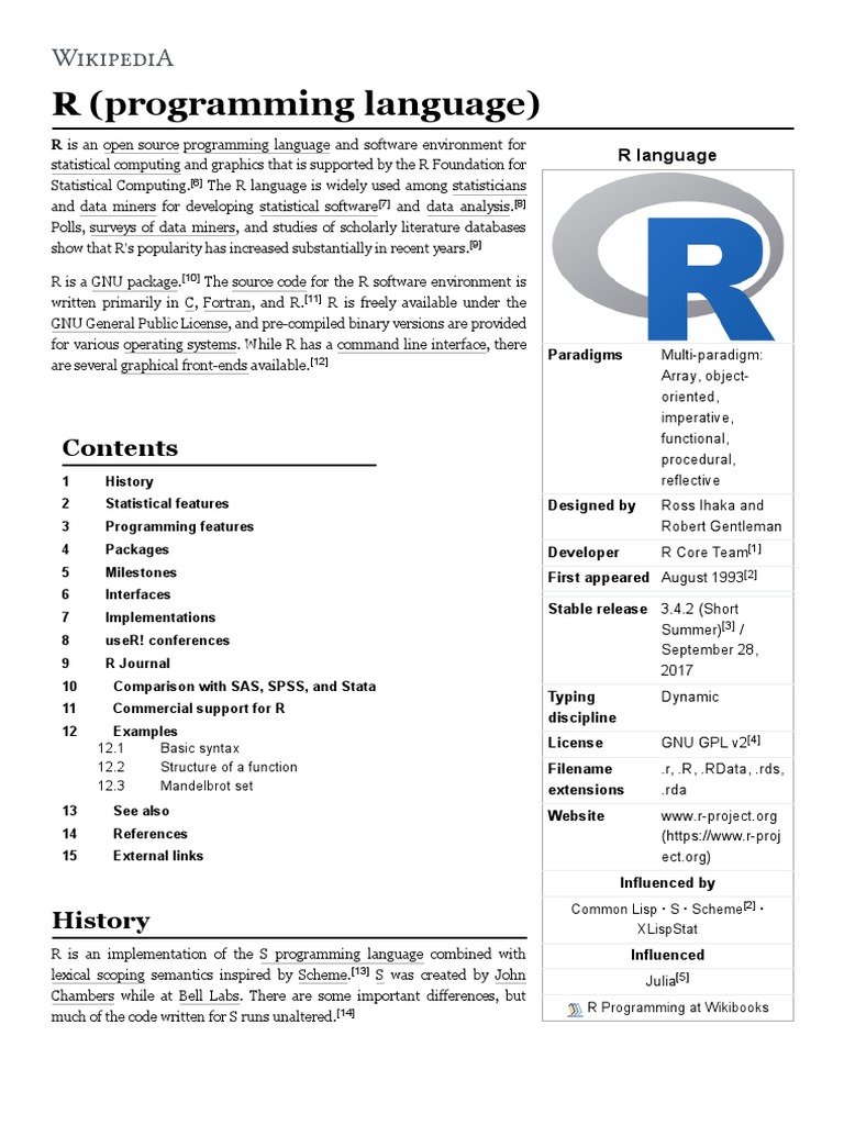 R Programming Language Wikipedia R Programming Language Information Technology Management