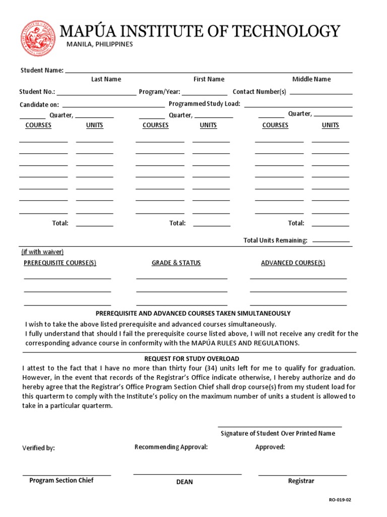 Request For Study Overload | PDF | Government | Social Institutions