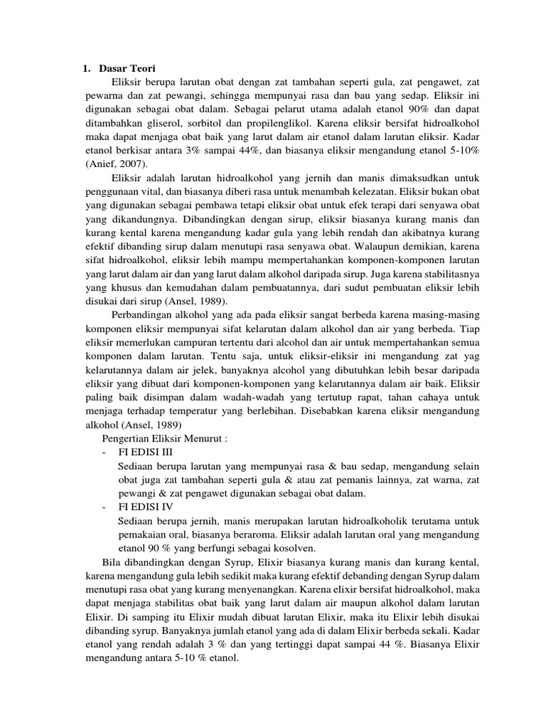 Eliksir: Definisi dan Kegunaan Analgesik | PDF
