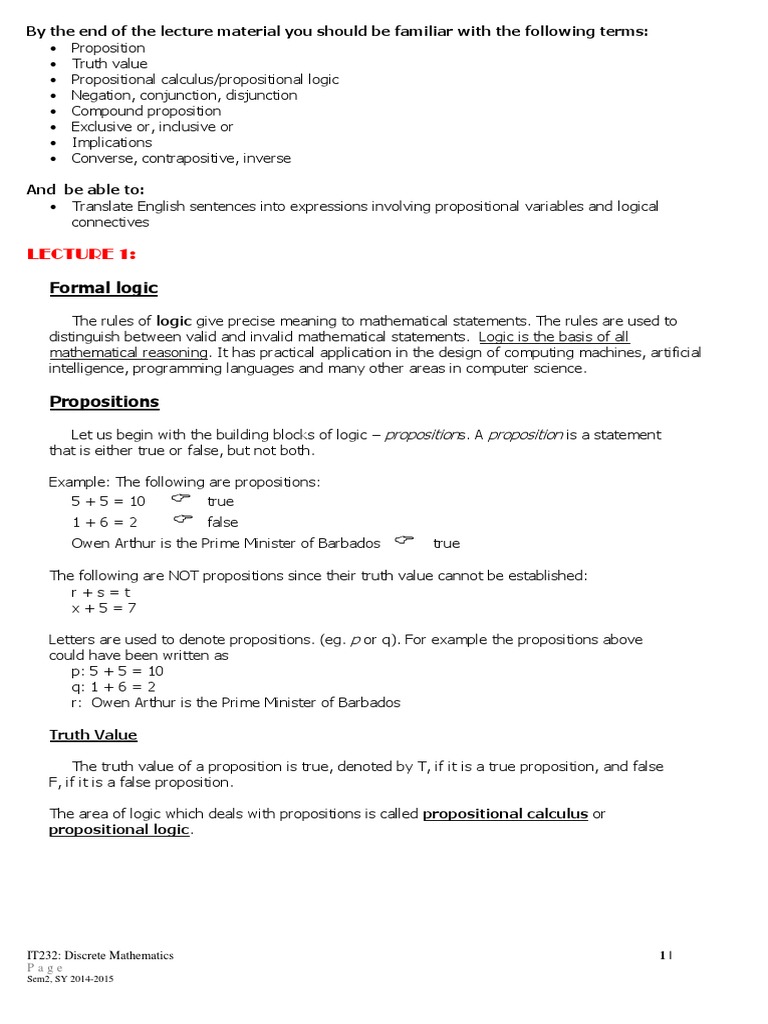 Discrete Math Lesson - Quiz | PDF | If And Only If | Logical Expressions