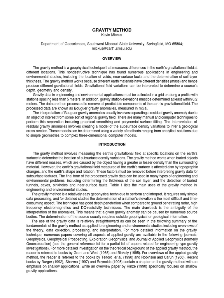 Gravity Method | PDF | Geophysics | Surveying