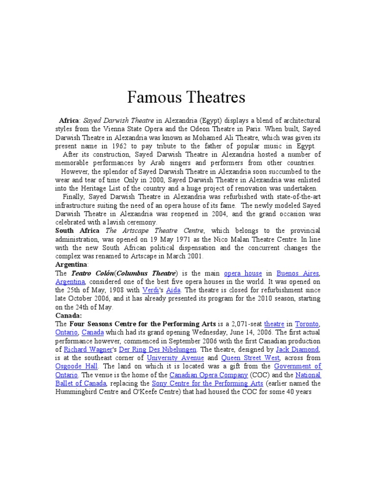 Famous Theatres: Africa: Sayed Darwish Theatre in Alexandria (Egypt ...