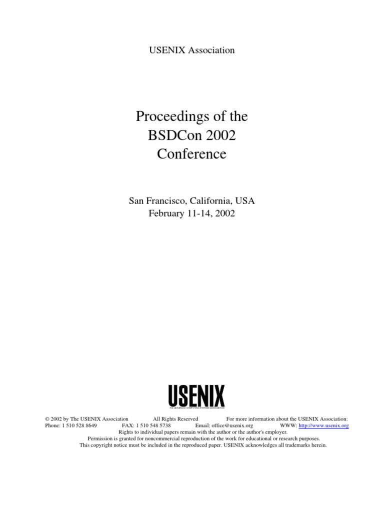 Proceedings of The Bsdcon 2002 Conference: Usenix Association | PDF ...