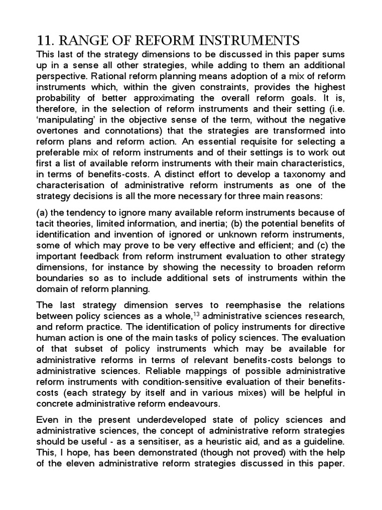 Reform Instruments for Effective Reform Strategies | PDF | Evaluation ...