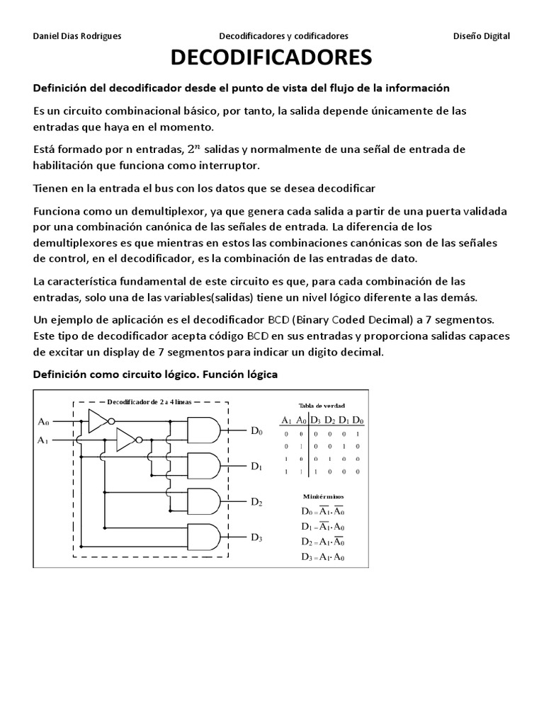 Codificadores y Decodificadores Digitales | PDF | Decimal codificado en ...