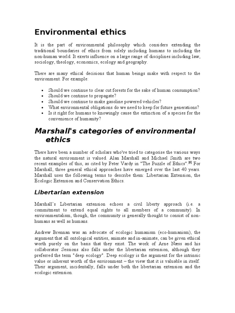 Overview of Environmental Ethics | PDF | Environmental Ethics | Natural ...