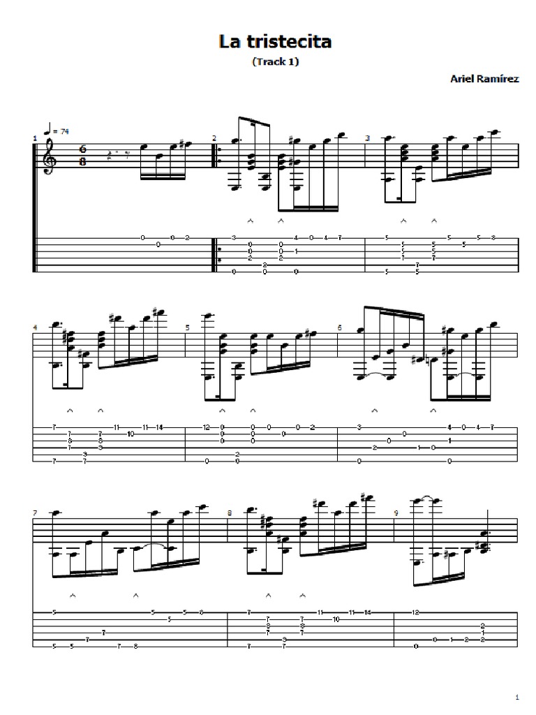 La Tristecita de Ariel Ramírez Versión Cacho | PDF