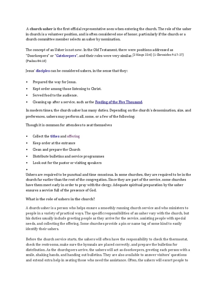 Ushering 101 | God In Christianity | Pastor