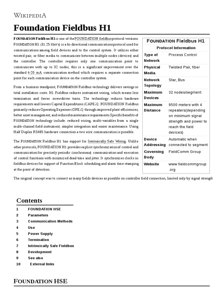 Foundation Fieldbus H1 | PDF | Electronics | Computer Engineering