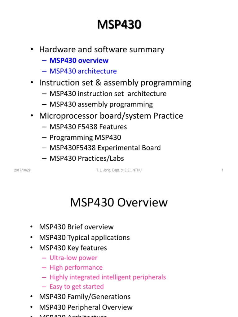 MSP430-1 MSP430 Overview | PDF | Cmos | Microcontroller