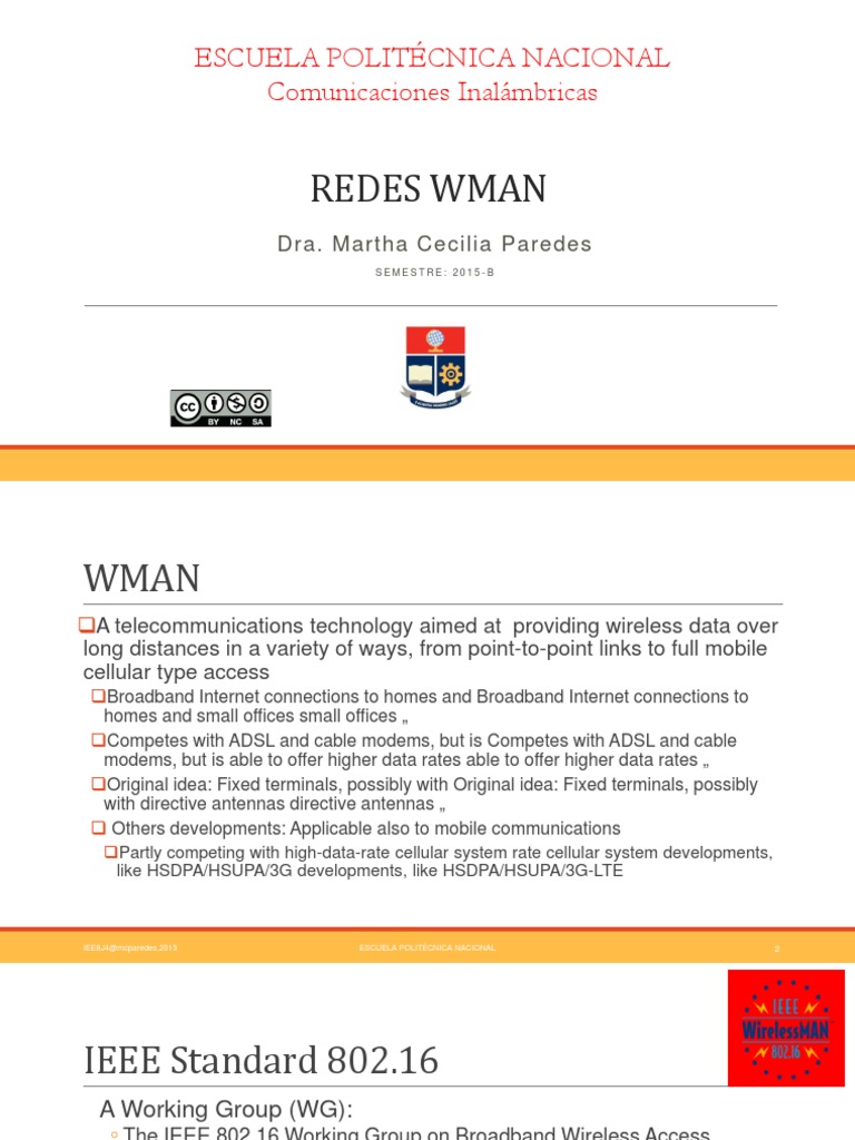 Redes Wman: Escuela Politécnica Nacional Comunicaciones Inalámbricas ...