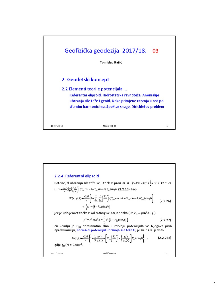 Geofizička Geodezija 2017/18.: 2. Geodetski Koncept | PDF