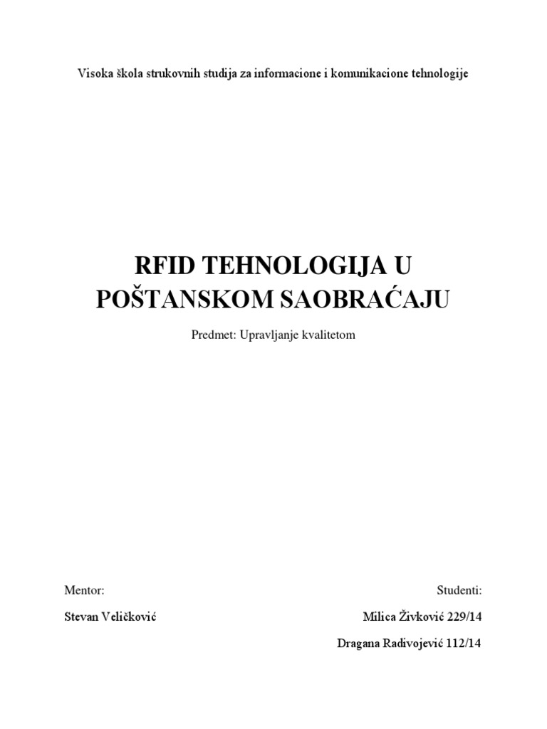 Uk-Rfid Tehnologija U Ps | PDF